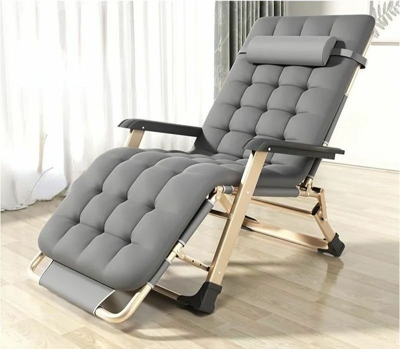 Кресло "Реклайнер", с подлокотниками, сталь, хлопок, 90х66х48,5 см