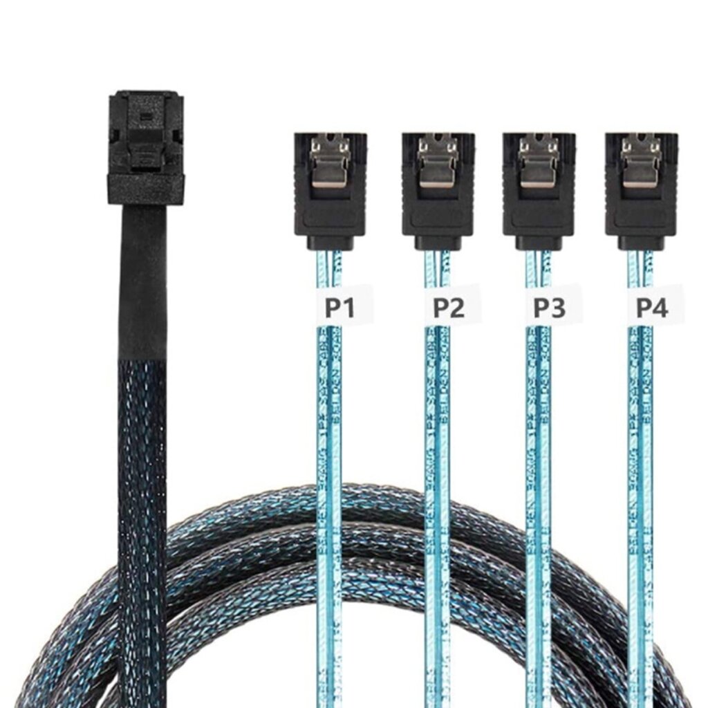 SFF-8643 to 4 Port 7Pin Connectors Breakouts Cable for Data Center Servers Hard Disk Server Data Transmission Cable