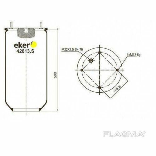 Пневморессора ror saf (без стакана) (4 шп. m12,1 отв. штуц. m22х1.5мм) eker EKER 42813S