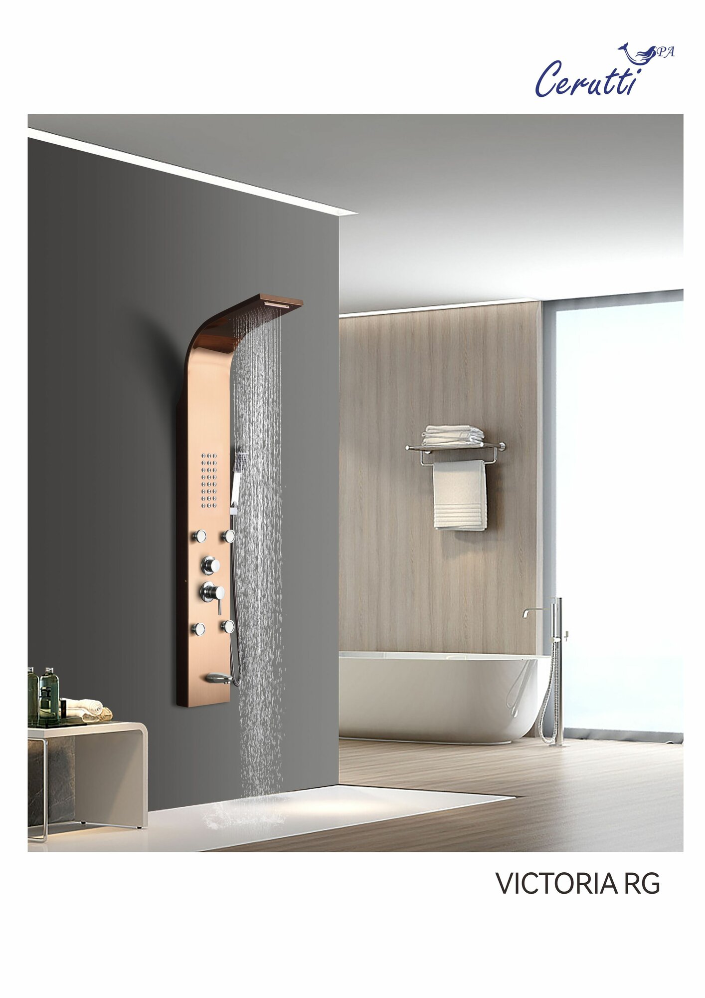 Душевая панель Ceruttispa VICTORIA RG из нержавеющей стали с форсунками, розовое золото