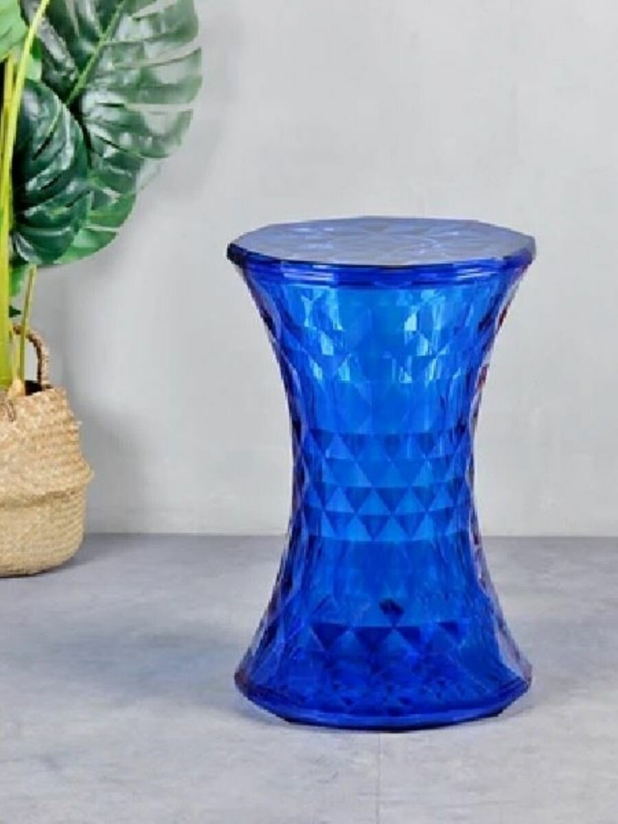 Столик журнальный прозрачный синий Stone Табурет пластиковый дизайнерский Blesslight