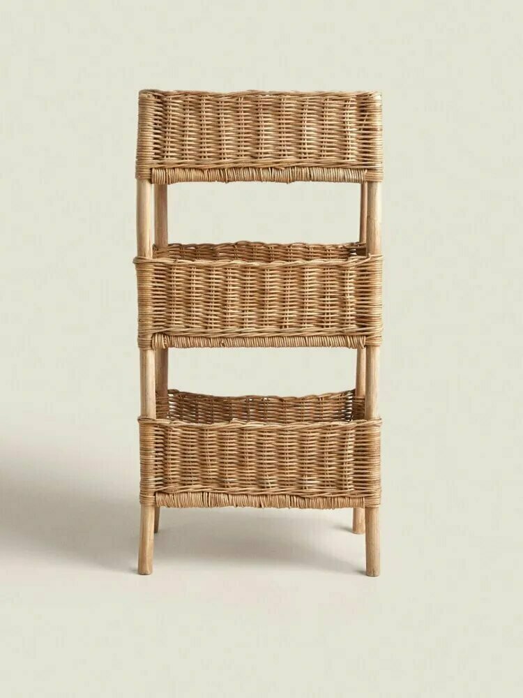 Стеллаж, ротанг, 3 полки, универсальный размер, светло-бежевый