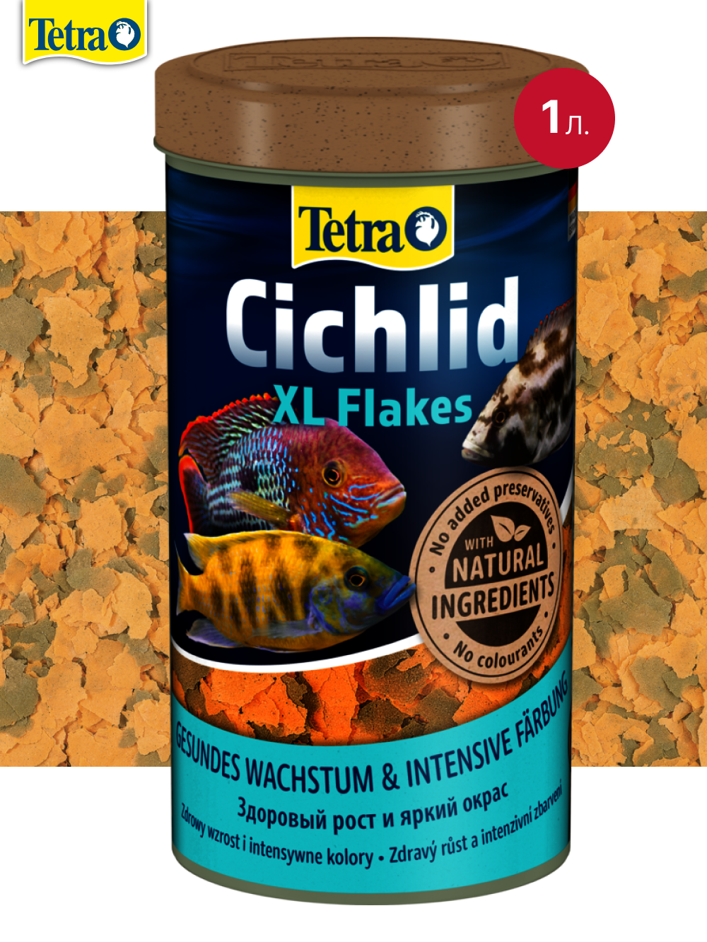 Корм для рыб Tetra Cichlid XL, для цихлид, крупные хлопья, 1л