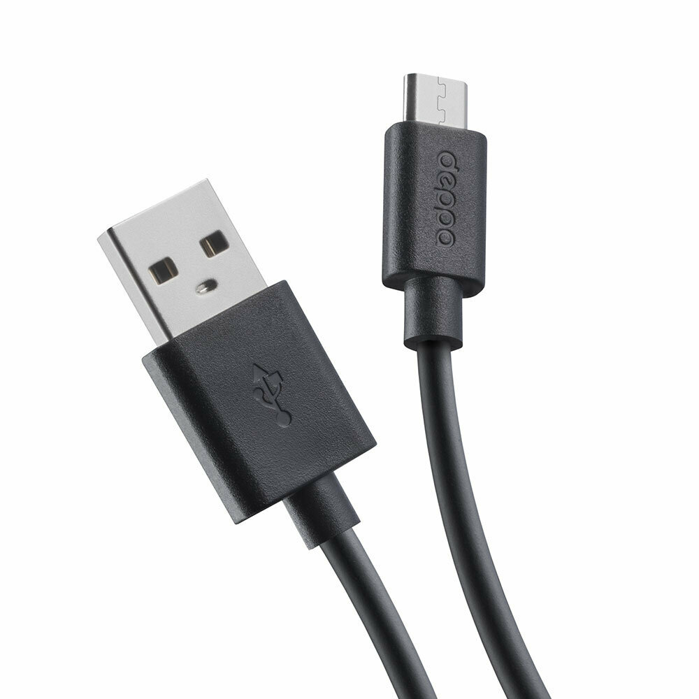 Кабель для зарядки телефона USB - microUSB, 2m, черный, Deppa 72205