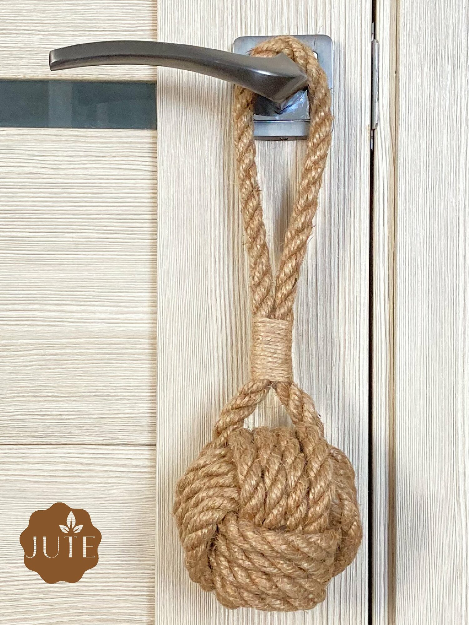 Стоппер для двери из джута (подвяз бежевый), 1 шт