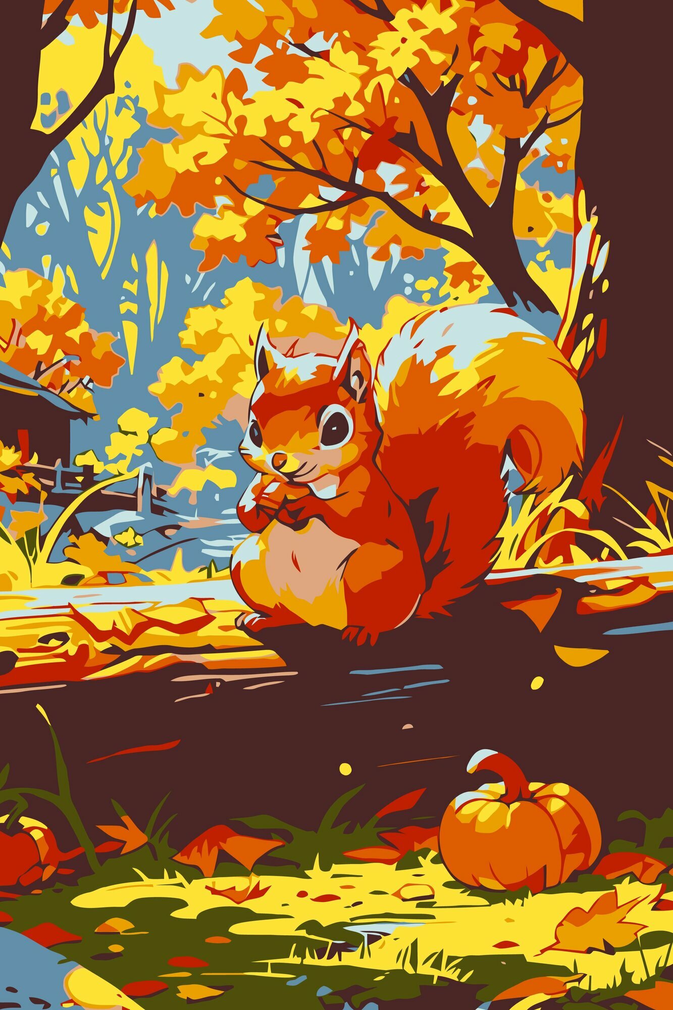 Детская картина по номерам E3194 "Лесные Жители" 20x30