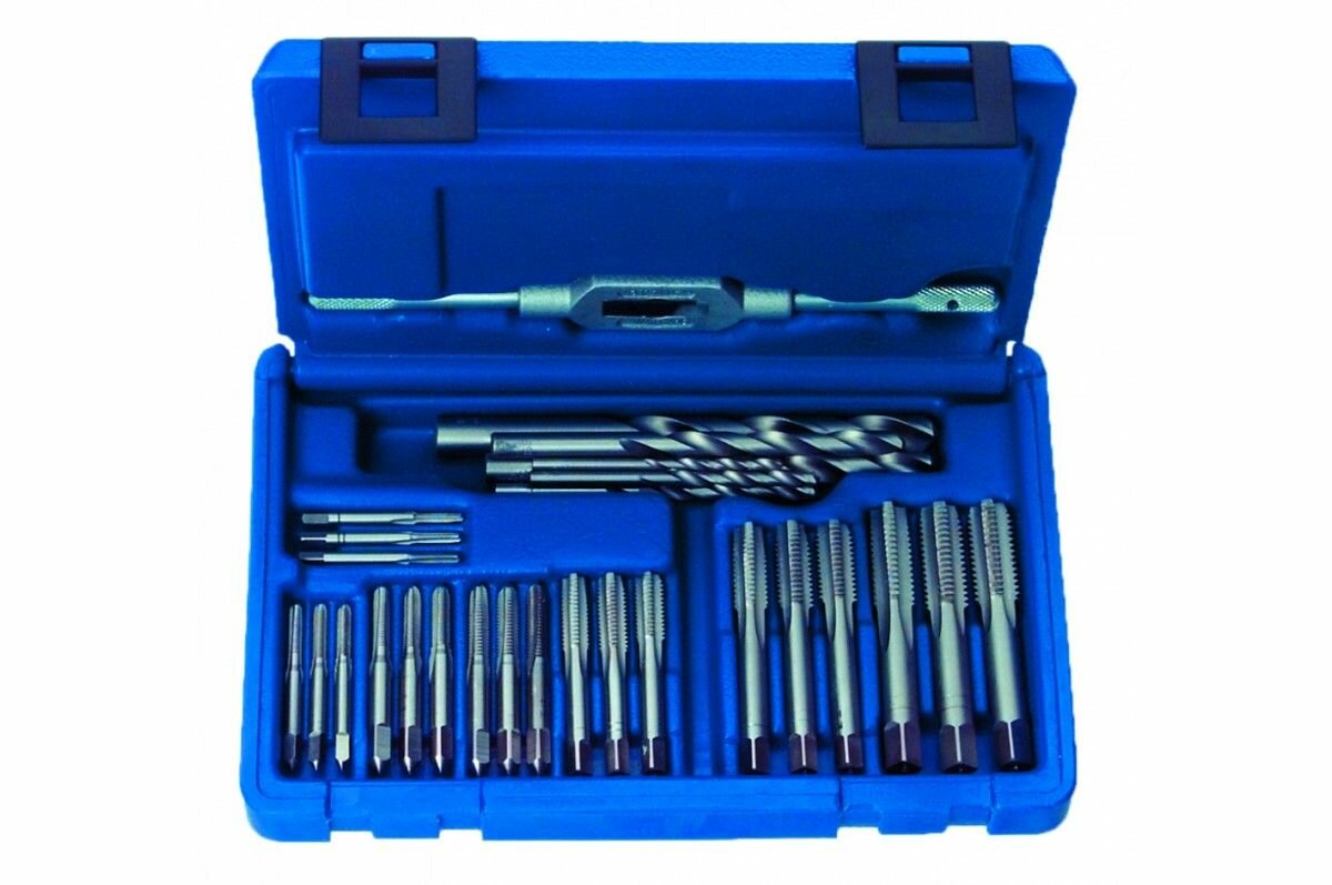 Набор резьбонарезного инструмента No KH47S HSS - метчики, 29 предметов, M3-M4-M5-M6-M8-M10-M12, ISO DIN 13