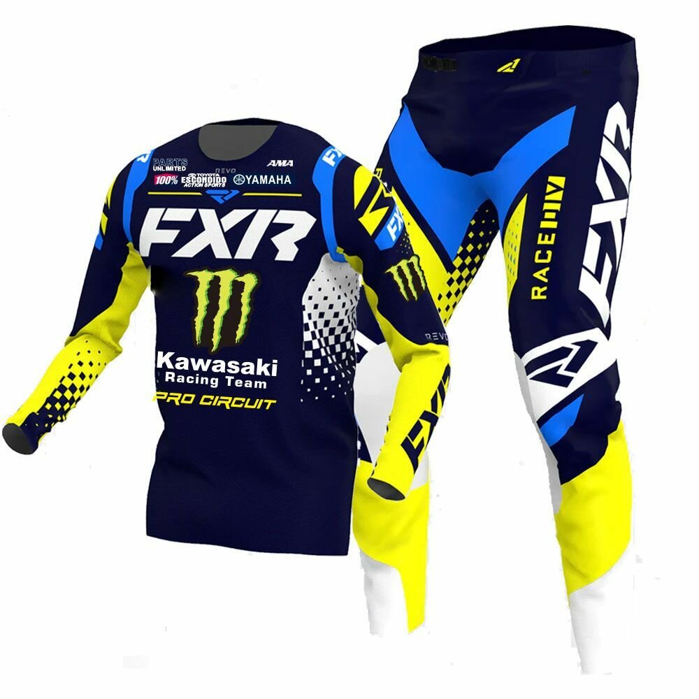Новый 2023 гоночный костюм FX Kawasak мотокросс Джерси и штаны MX ATV Dirt Bike Gear Set мотоциклетная одежда mtb enduro