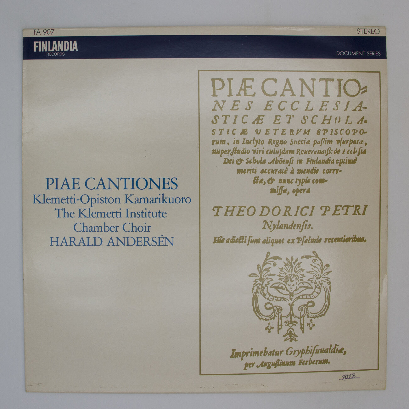 Виниловая пластинка Piae Cantiones - Vanhoja Latinalaisia Kirkko Ja Koululauluja, 1xLP, NM