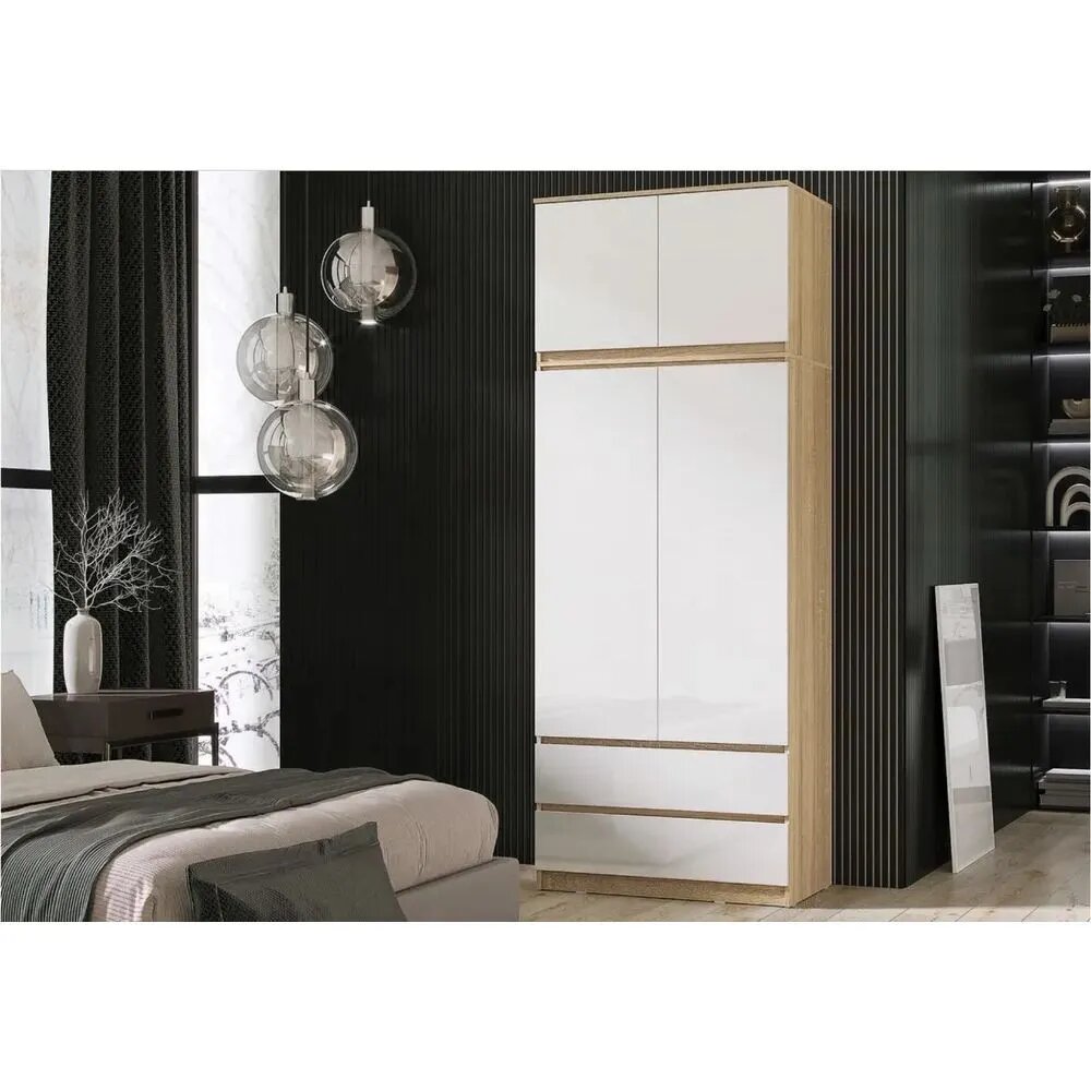 Шкаф Челси 902 см +Антресоль 902 (Дуб сонома/белый), ЛДСП, Миф