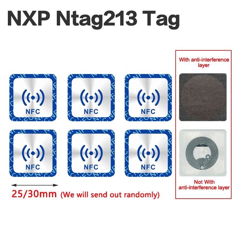 NFC-наклейки NTAG213, 10 шт, Anti metal blue