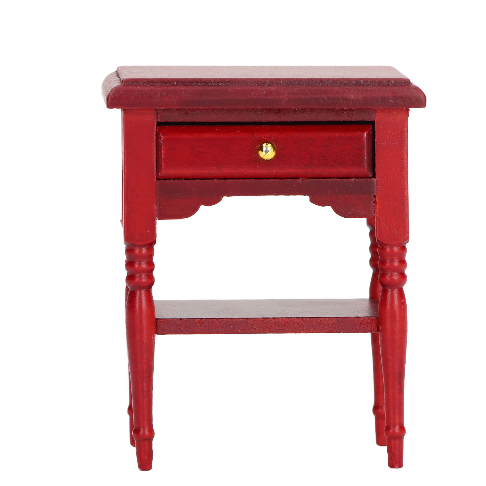 Прикроватный столик для кукольного домика 1:12, деревянная миниатюрная тумбочка, аксессуары для мебели, цвет красного дерева.
