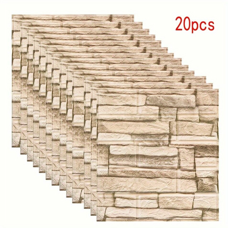 20шт Стеновая панель рисунком кирпичного камня DIY водонепроницаемые самоклеящиеся наклейки на стену