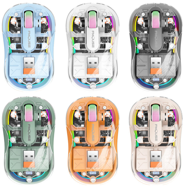 Беспроводной Bluetooth, трехрежимный прозрачный индикатор уровня заряда батареи, инженерный офисный бесшумный светящийся подарок в наличии, прозрачный дизайн