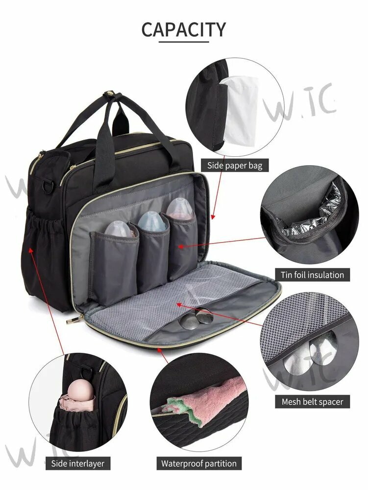 Сумка-органайзер, для коляски, с термокарманом, новый чёрный A