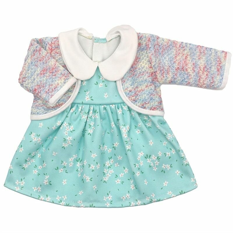 Одежда для куклы КНР Ромашка на плечиках, мятное платье и радужный жакет, в пакете