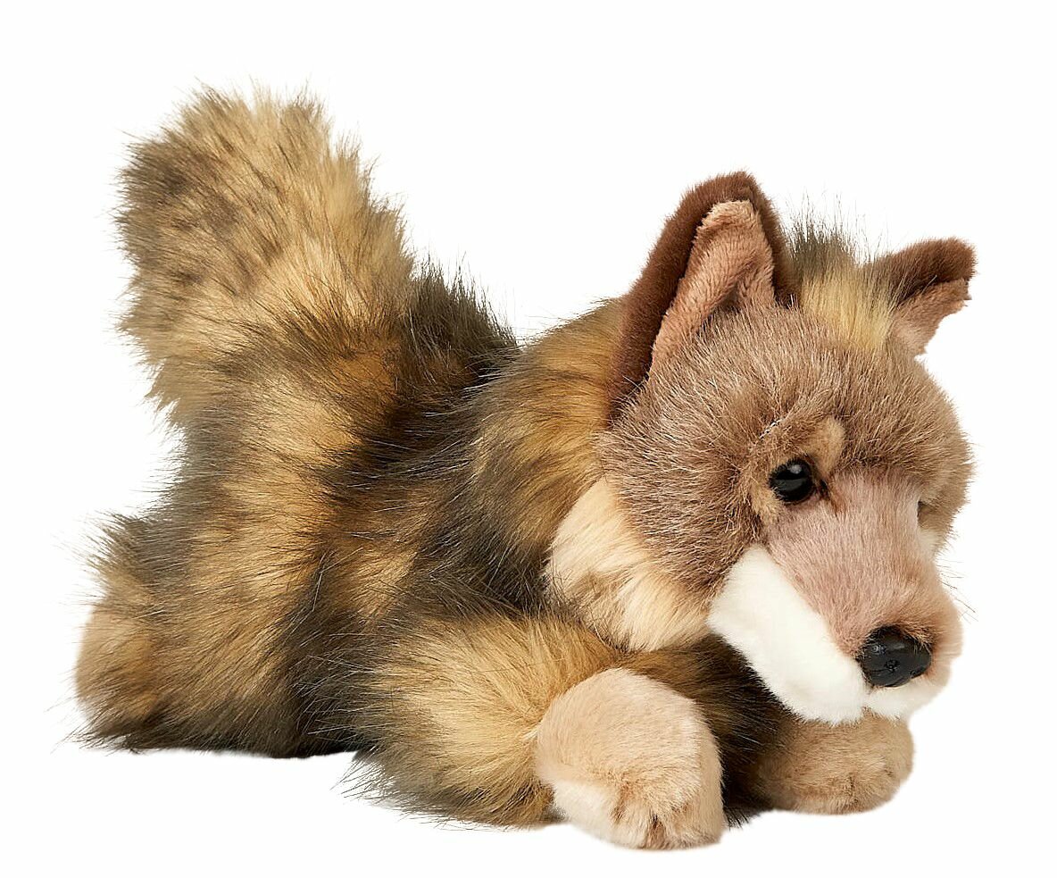 Мягкая игрушка натуралистичная LEOSCO Койот (Волк) лежащий 20 см