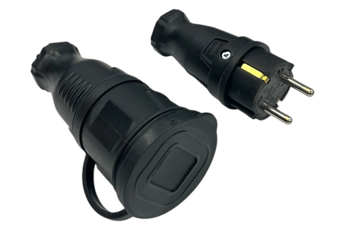 NVO-KI-COMBI-R-V-16-44-BLACKкаучуковая розетка с заземлением и крышкой, IP44, 16А