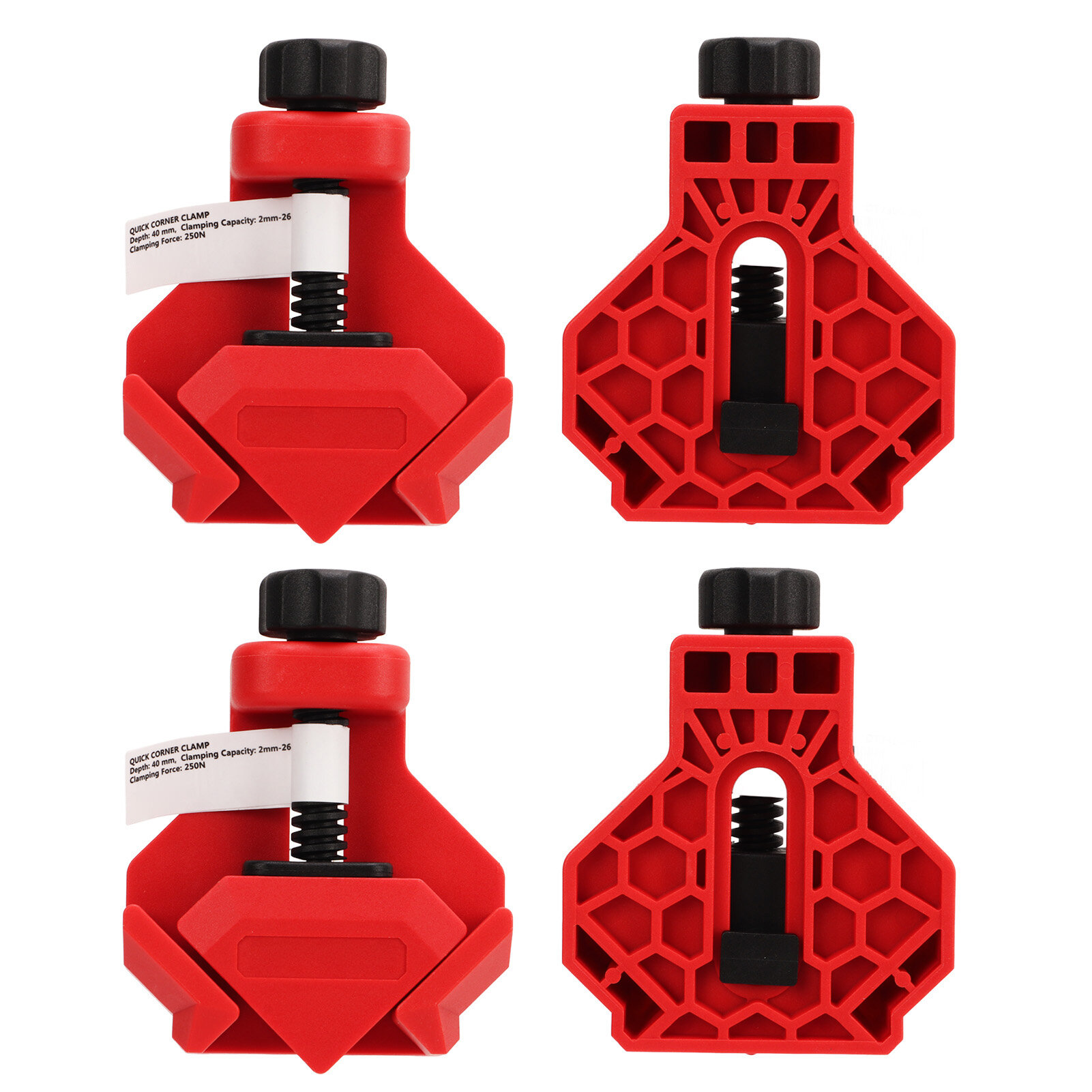 4PCS Зажим под углом 90 градусов с пружинным усилием для самодельных деревообрабатывающих работ по обслуживанию мебели, материал ABS, подходит для соединения и ремонта мебели, укрепления фоторамок, фиксации шкафов, деревянных DIY проектов