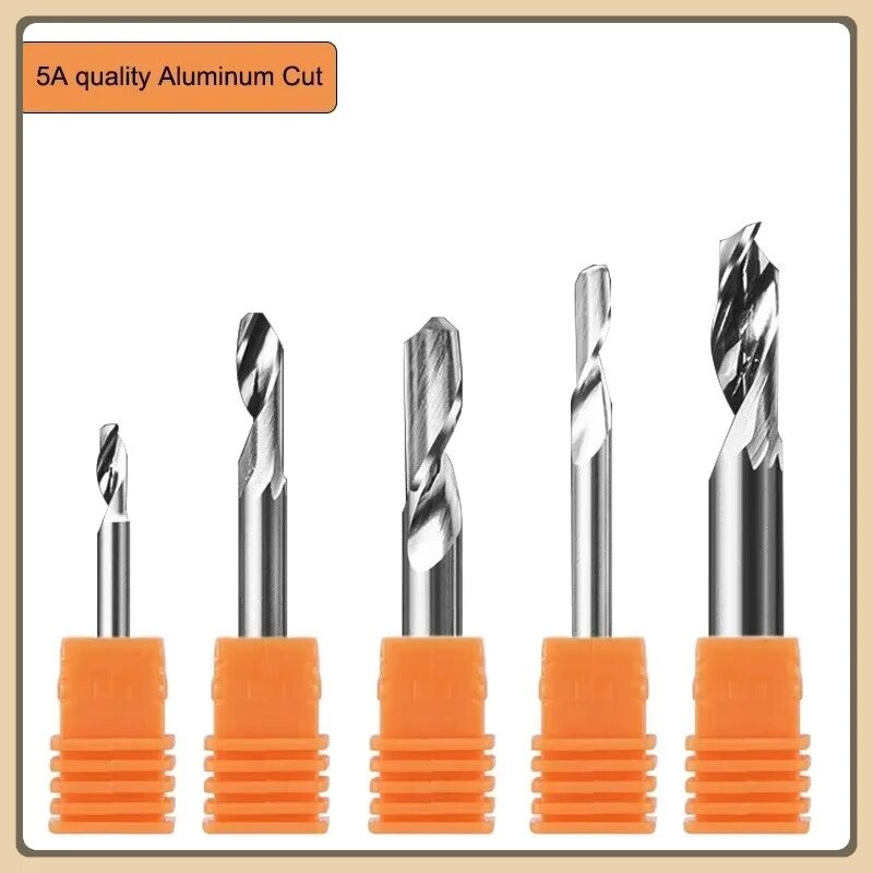 1 шт, 5A, качество 3,175/4/5/6/8 мм, однофлейтовые фрезы для алюминия, инструменты с ЧПУ, твердосплавные композитные панели, деревообработка 4x8x45mm