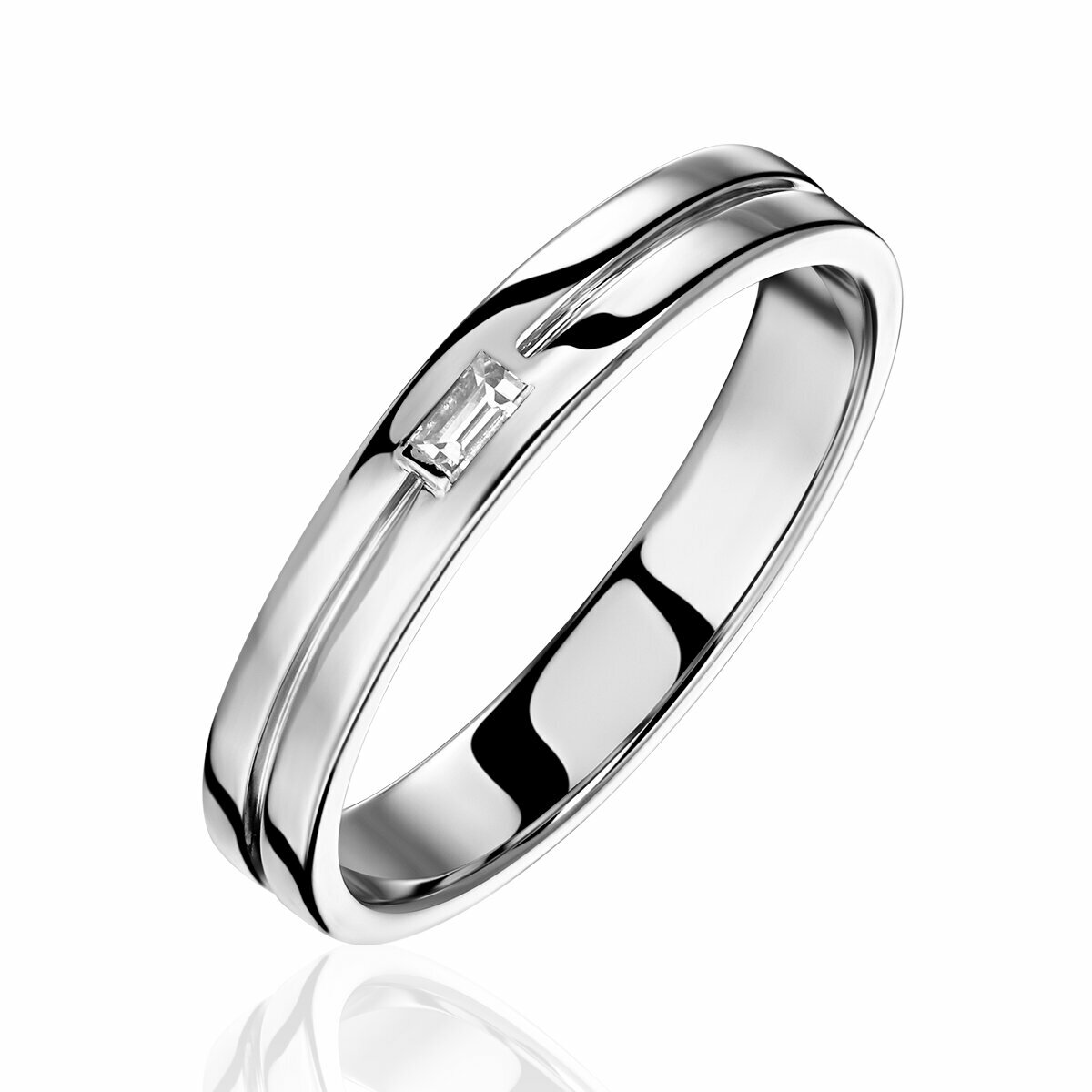 Кольцо обручальное, белое золото, 585 проба, бриллиант