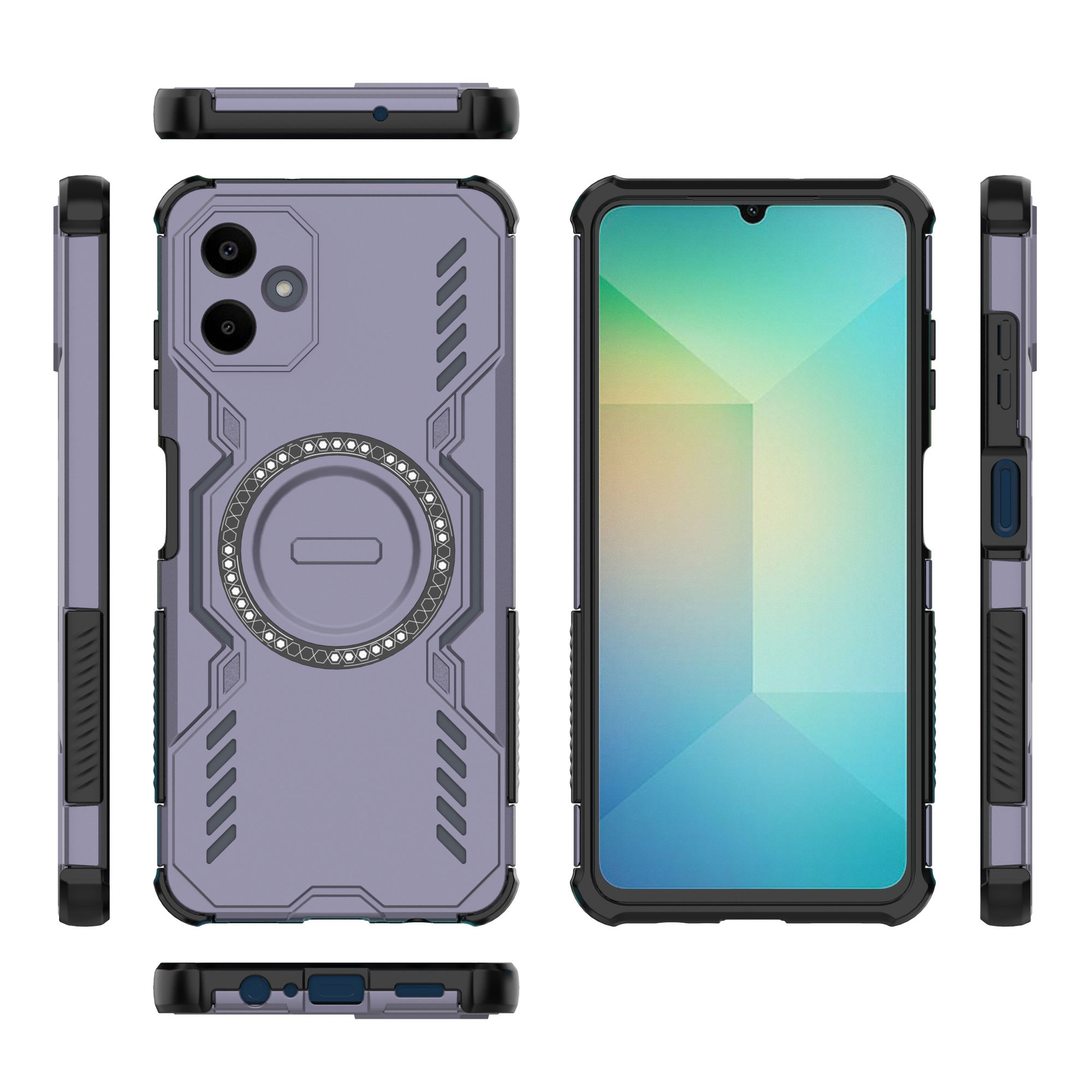 Подходит для Samsung Galaxy A06/Самсунг Галакси A06 Чехол для смартфона поддержкой зарядки Magsafe, Samsung A06, подставка, soft touch, матовая поверхность, защита камеры, ударопрочный, усиленные углы