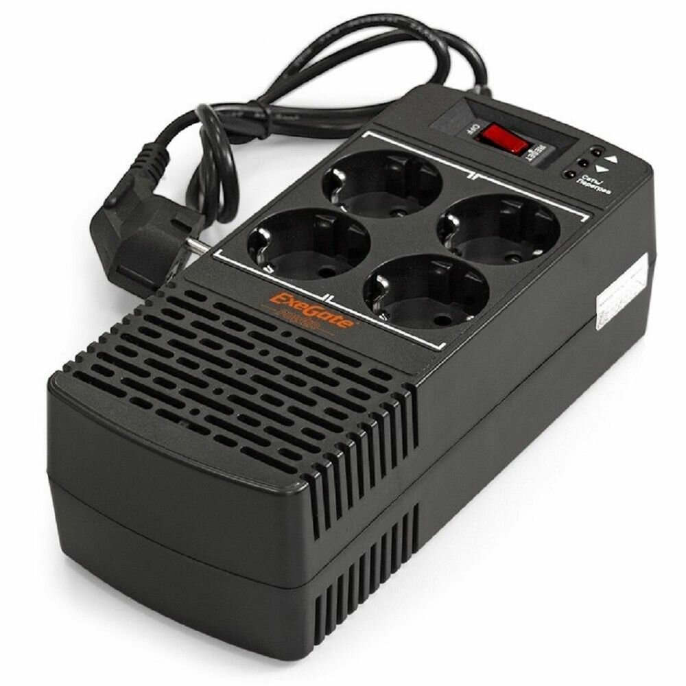 EXEGATE Сетевой фильтр EP285938RUS Стабилизатор Power AD5000 - 800 800VA 400W, диапазон 150.280В, 4 евророзетки