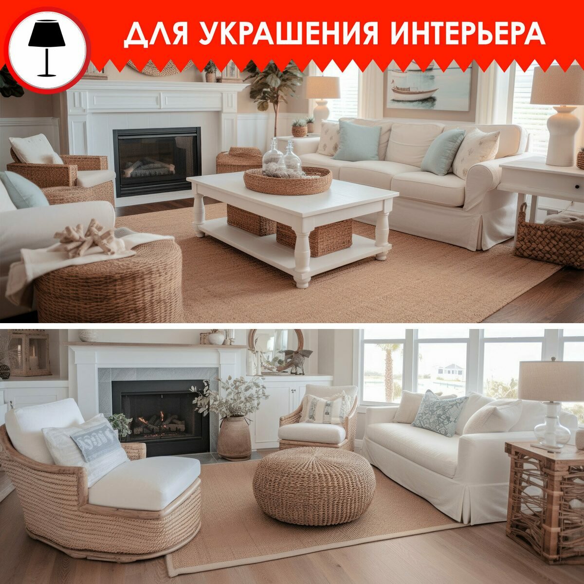 Веревка (канат) джутовая для рукоделия Остров сокровищ, декоративная, длина 100м, d=6мм
