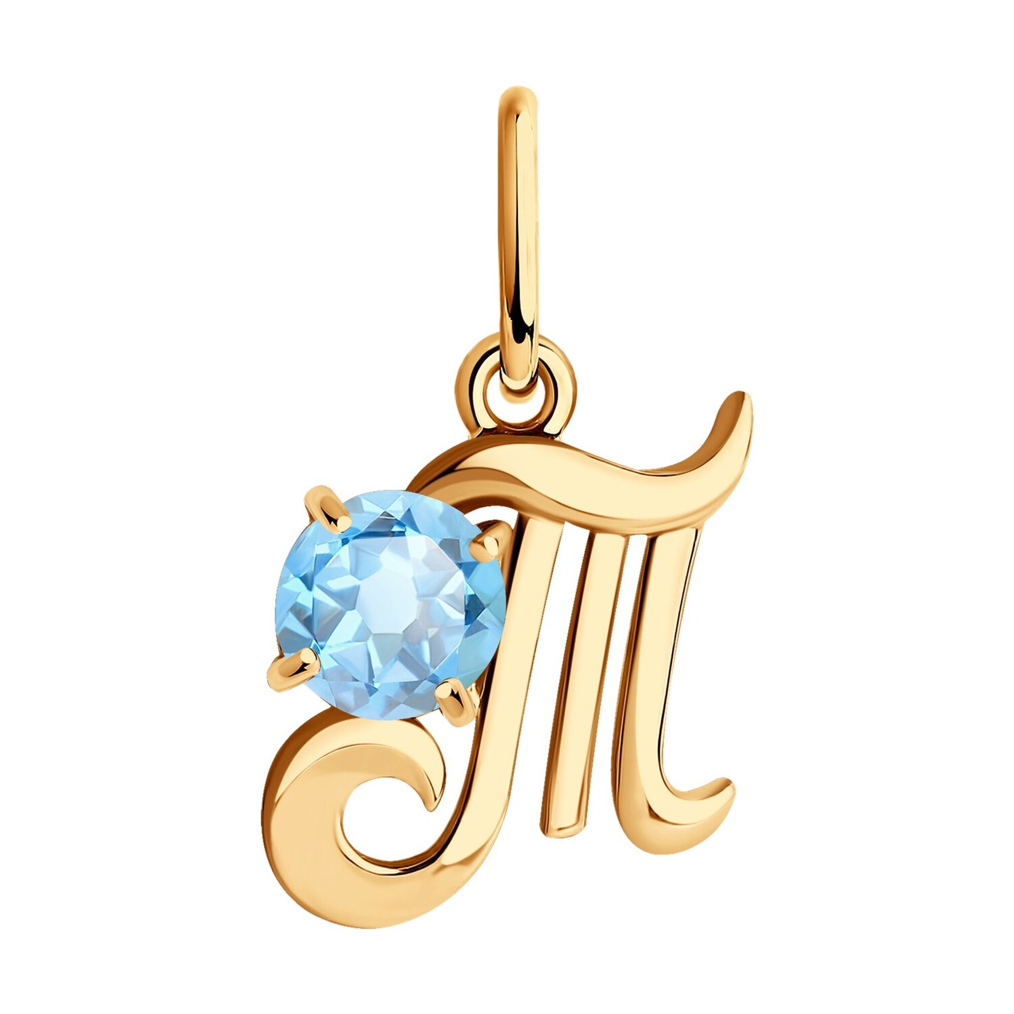 Подвеска, красное золото, 585 проба, топаз