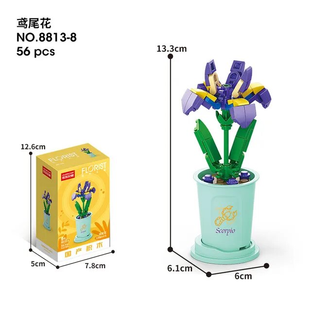 Детский мини-конструктор с цветами, набор строительных блоков для девочек, модель 3D, Детские кубики, развивающие игрушки, игры, детский букет
