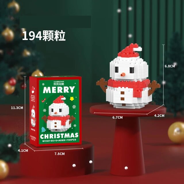 Рождественские подарки, фигурки животных, набор строительных блоков,3D модель, мини-кирпичи, фигурки, игрушки для детей, для мальчиков 6 лет, сборные кирпичи, игрушка