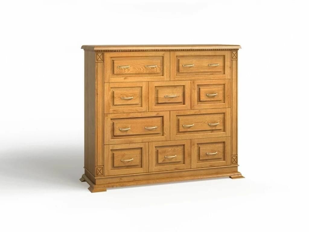 Комод Верди №201 из Массива сосны, 10 ящ, 120х45х130 см, классический орех 2