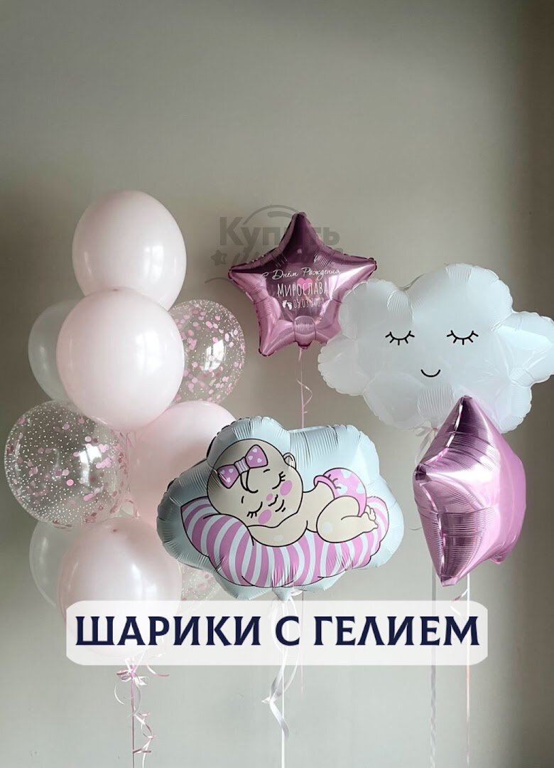 Воздушные шары с гелием, шарики воздушные на выписку для девочек №33