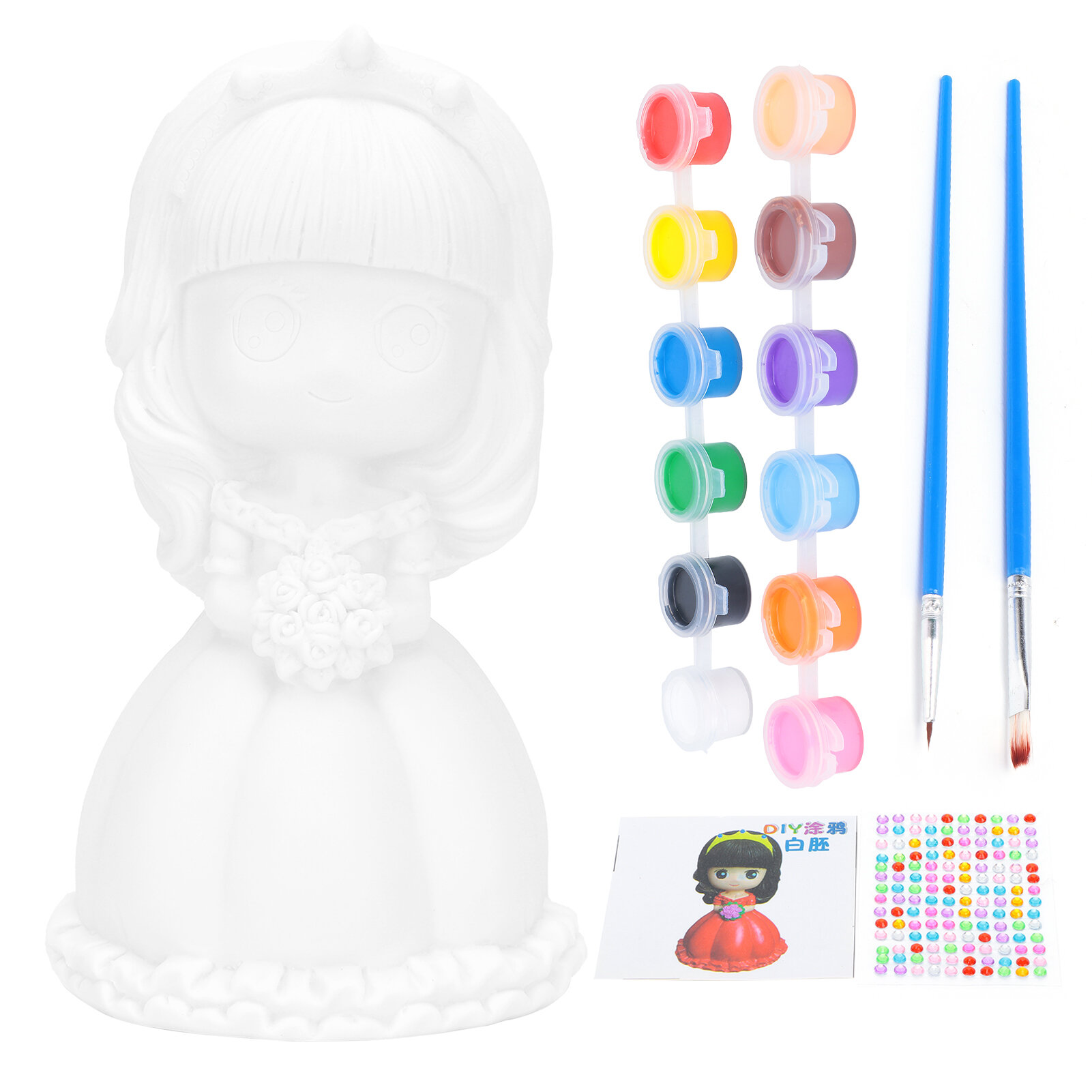 Гипсовая кукла 7.0 дюймов белая заготовка скульптурная форма с пигментами для детей DIY живопись экономия денег украшение
