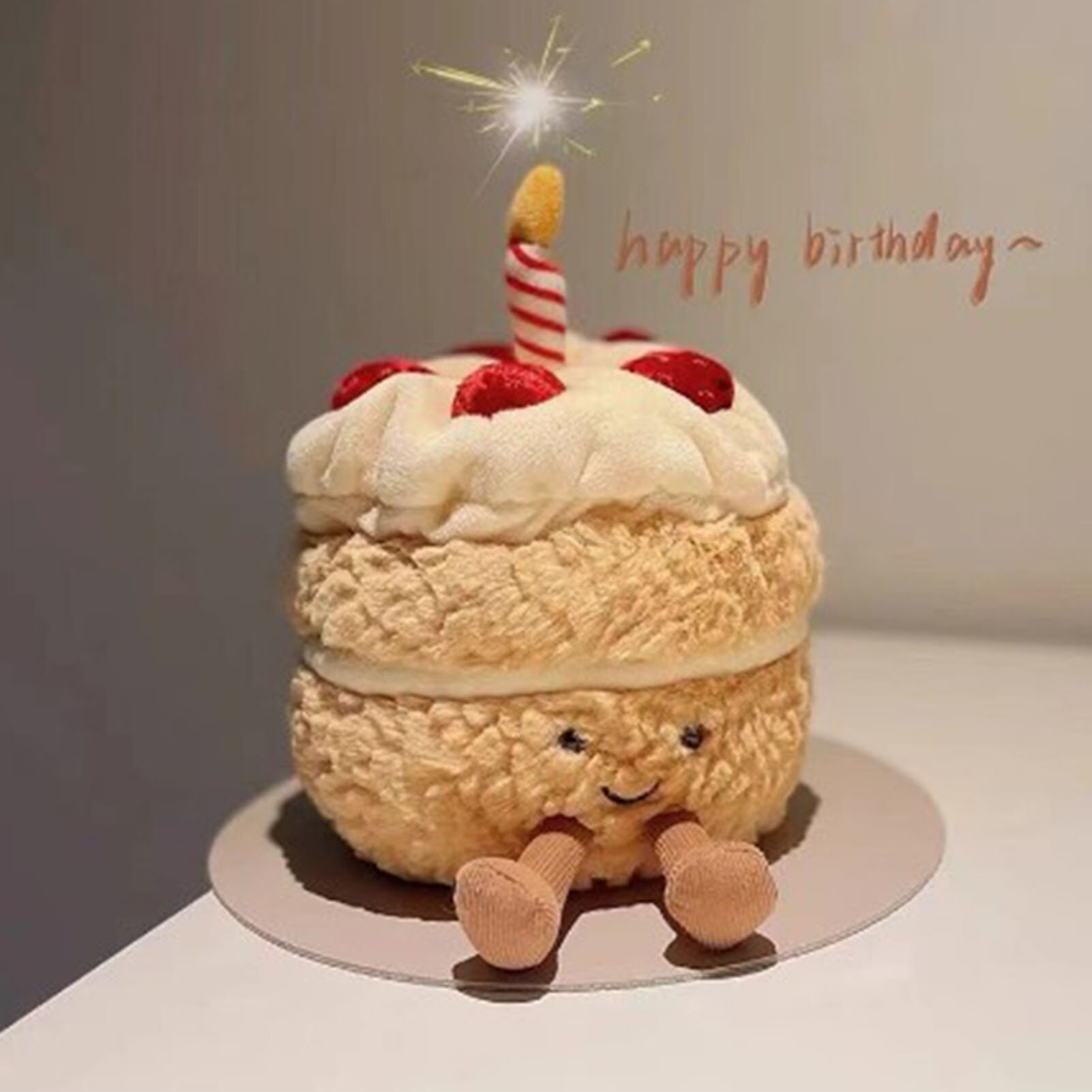 Торт на день рождения, плюшевая игрушка для девочек, прекрасная, высокая устойчивость, ПП, хлопок, мультяшная плюшевая игрушка для свадебных вечеринок, коричневый, 28 см, 0,15 кг