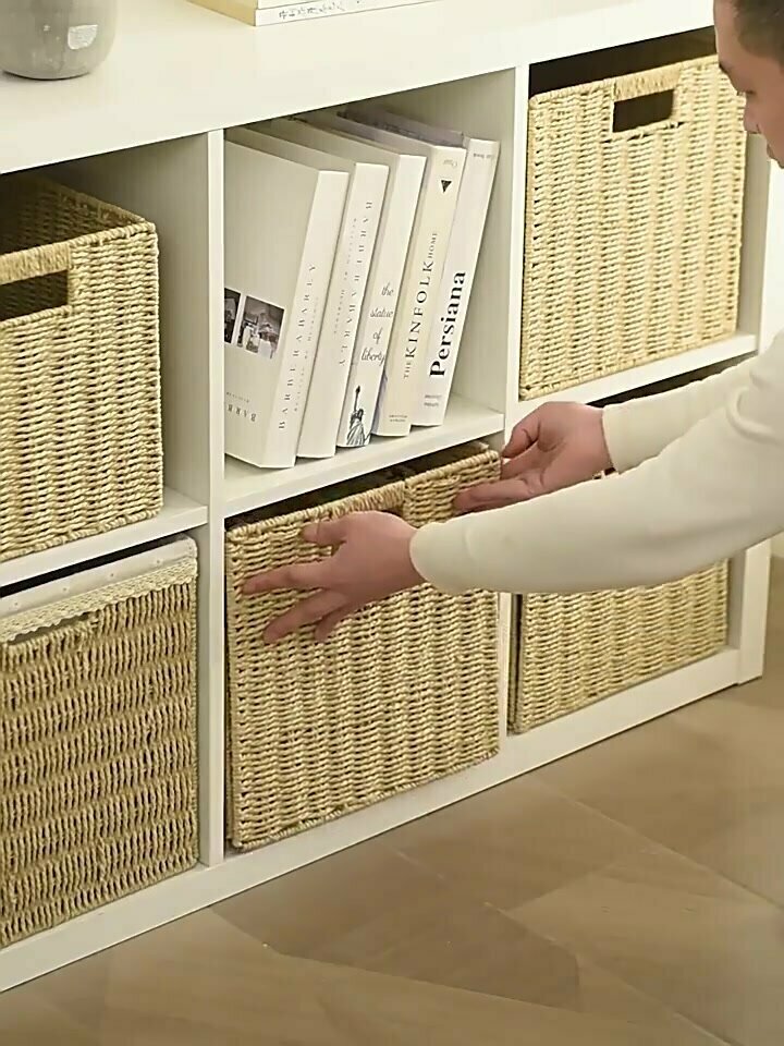 Корзина плетеная, ручная работа, из джута, бежевая, 31 х 31 x 31см