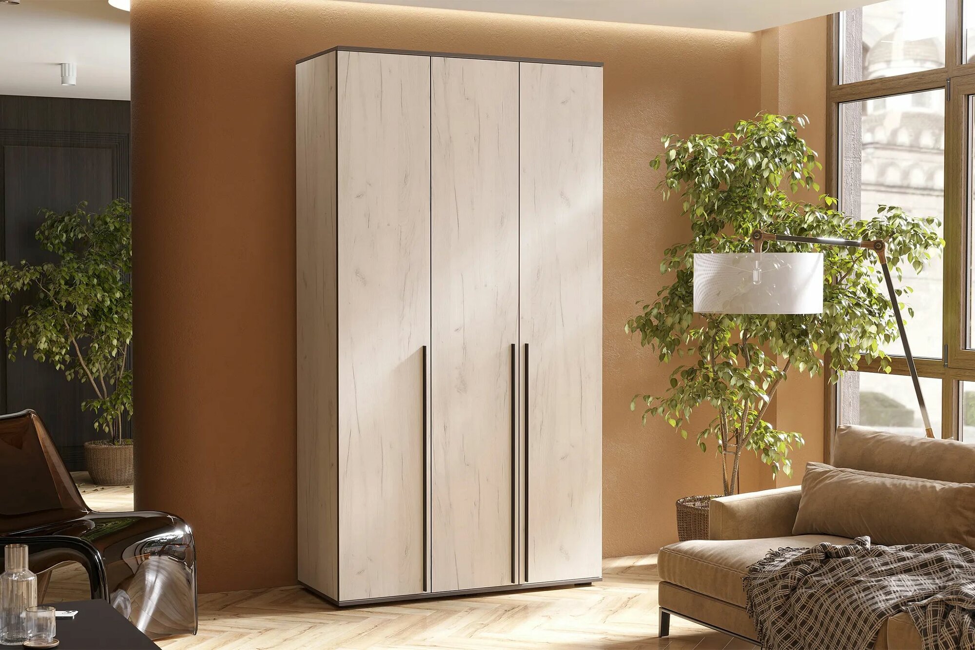 Шкаф 3-х створчатый "Форд" крафт белый, размер 120х51х223.6 см