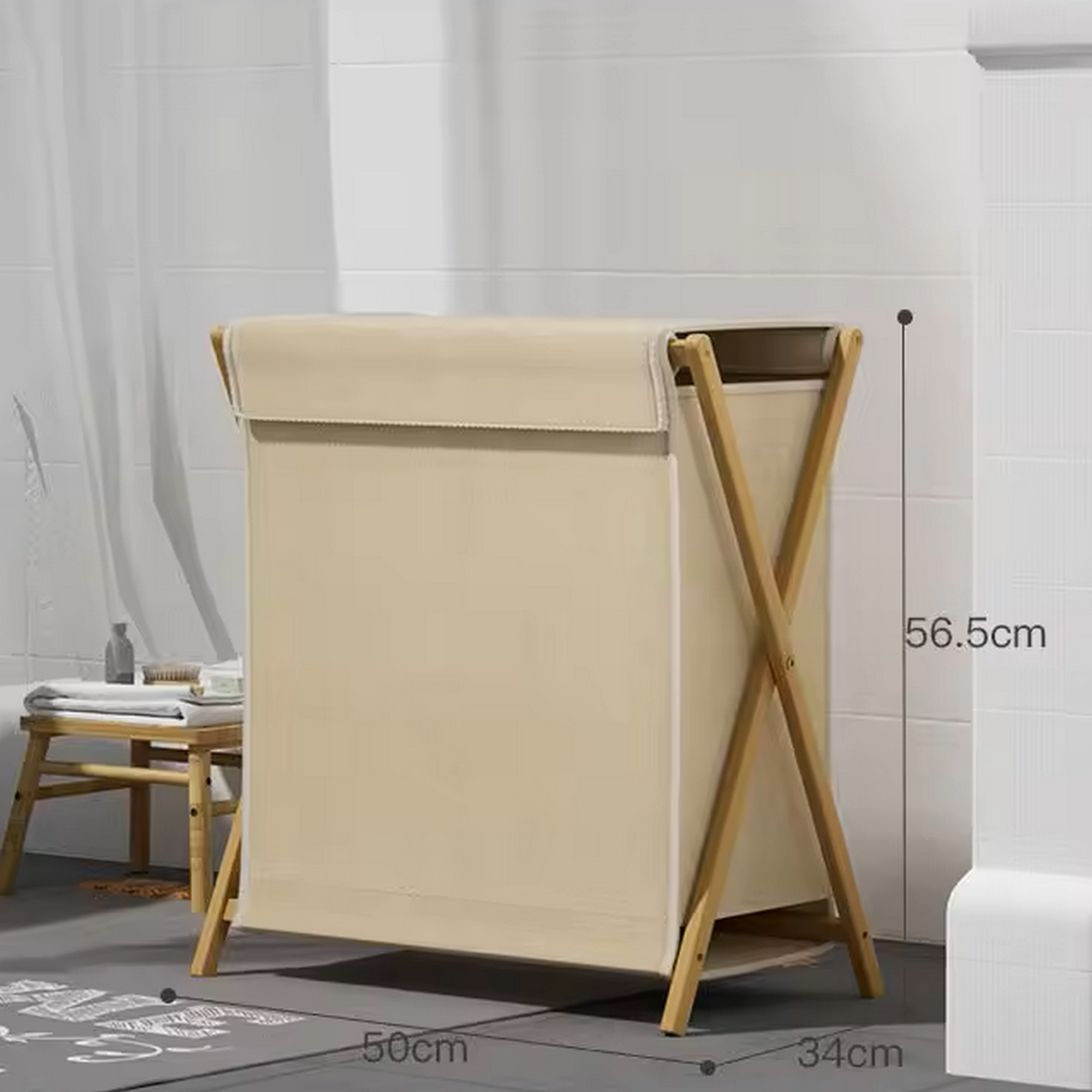 Корзина для белья You build home, с крышкой, бежевая, 56x30x40 см