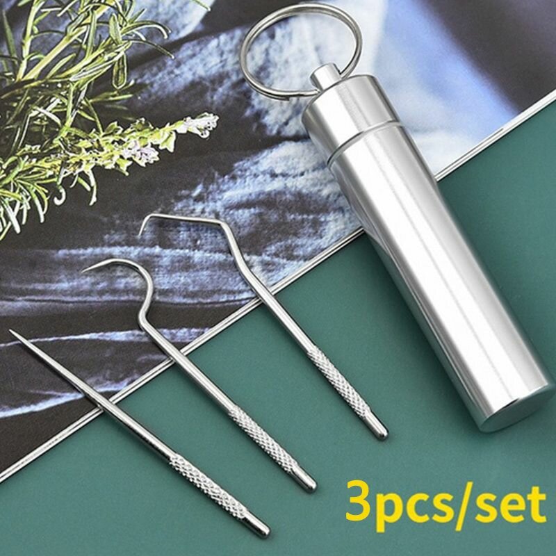 Портативные многоразовые зубочистки с зубной нитью из титановой стали=v=