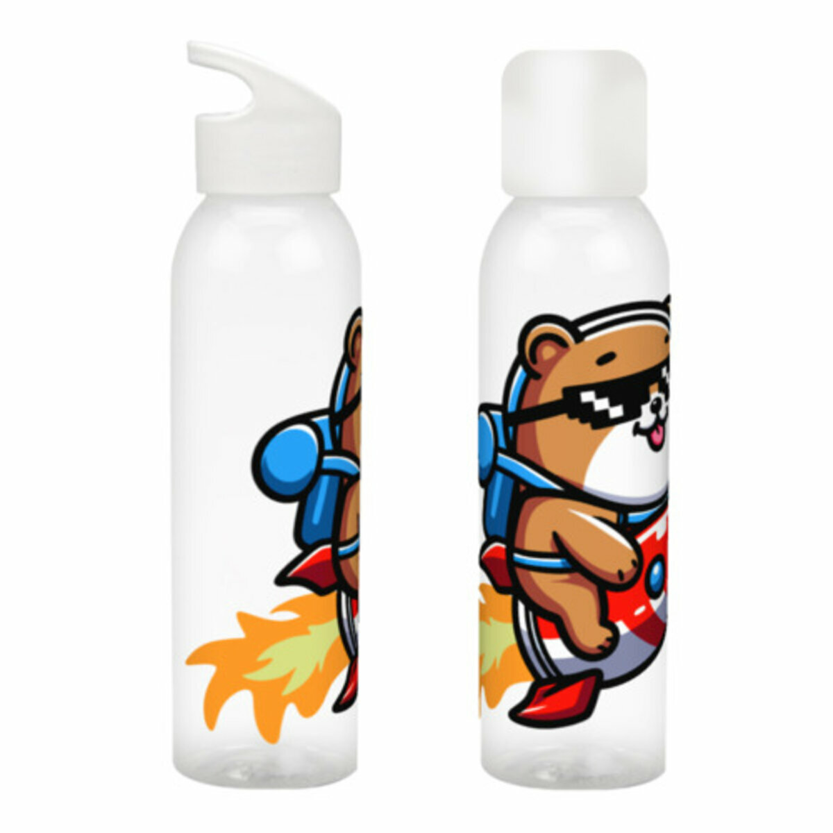 Бутылка для воды «Медведь на ракете» (белый)