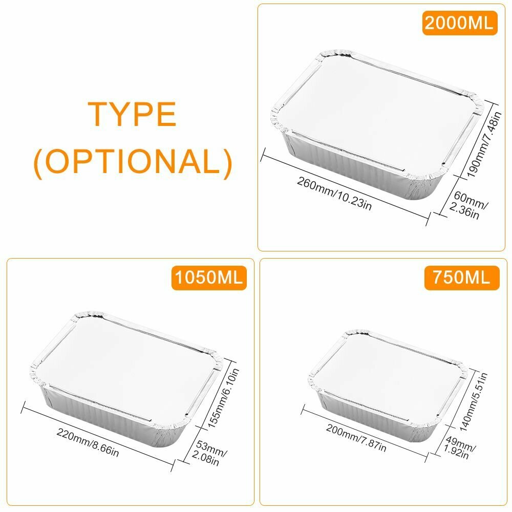 Одноразовые контейнеры из алюминиевой фольги для кастрюль, контейнеры для еды на вынос с крышками для выпечки, хранения, разогрева, приготовления пищи на гриле, 20 шт./упак. 750 мл