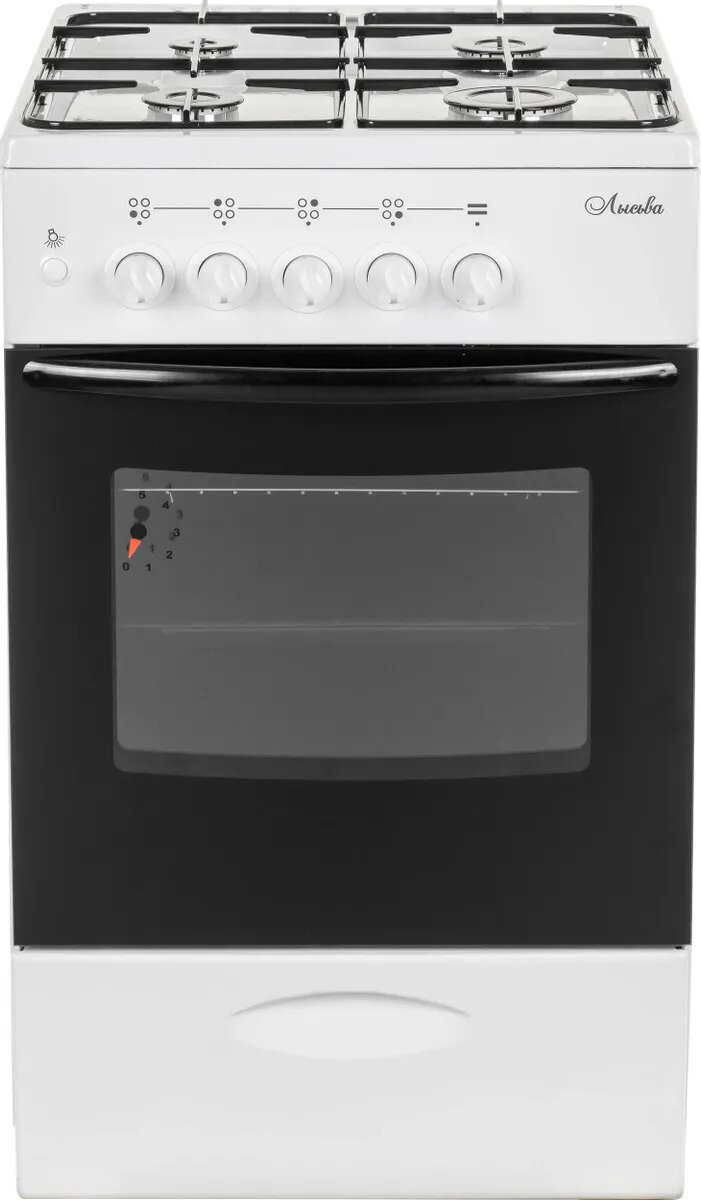 Газовая плита Лысьва ГП 400 МС-2у, белая, 4 газовые конфорки, ящик для посуды