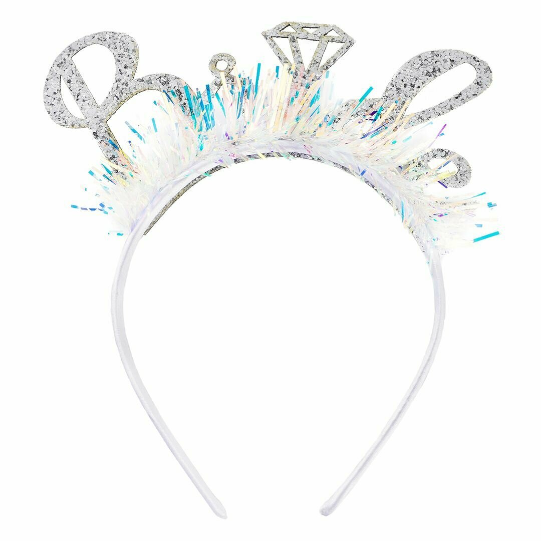 Карнавальный ободок Волна веселья Bride, пластик, цвет серебро, 17х16 см