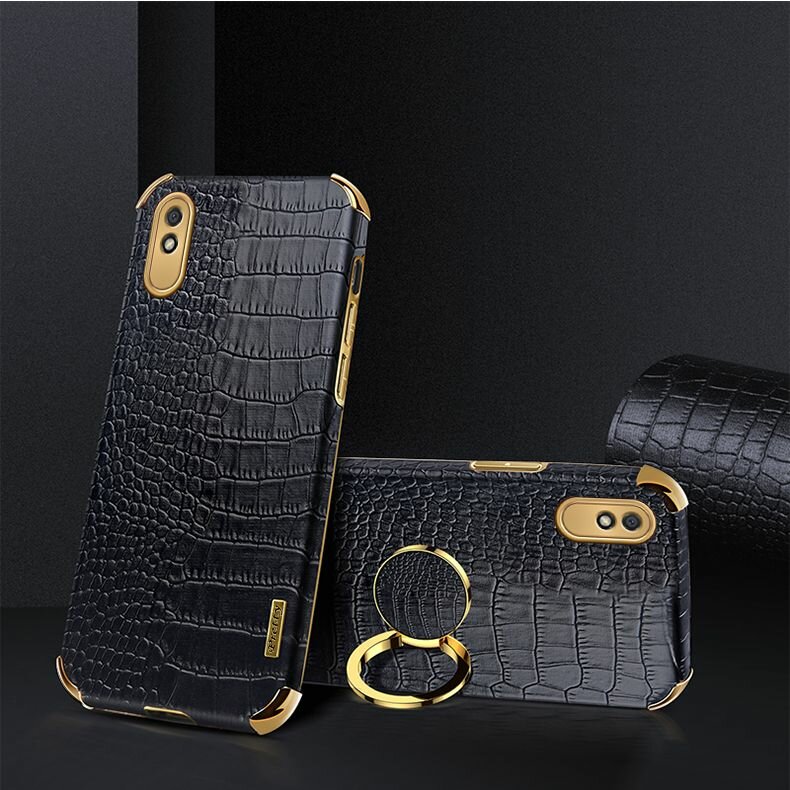 Чехол MyPads для Xiaomi Redmi 9A, Противоударный, с держателем для пальцевого кольца, черный