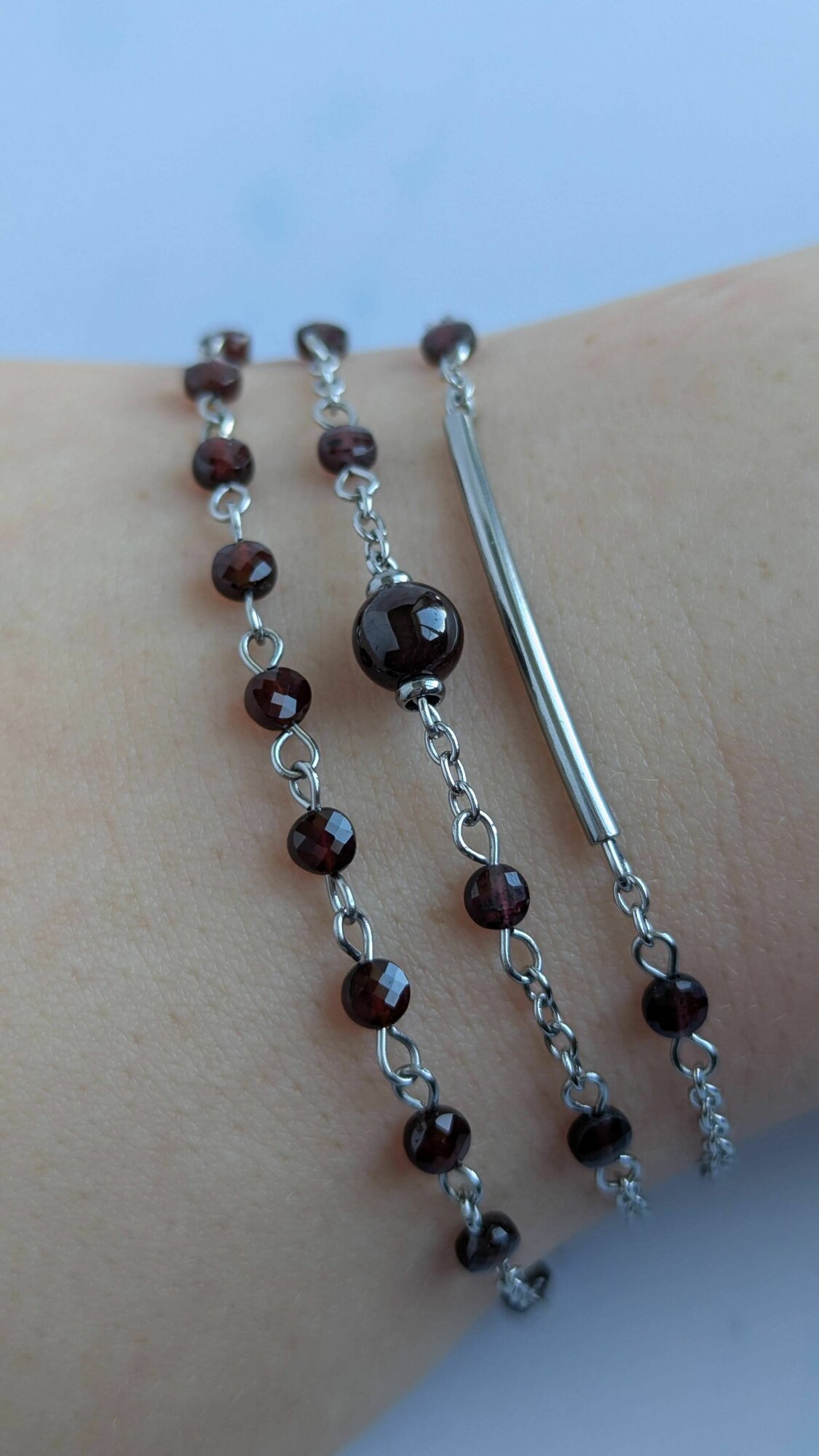 Браслет-цепочка, гранат