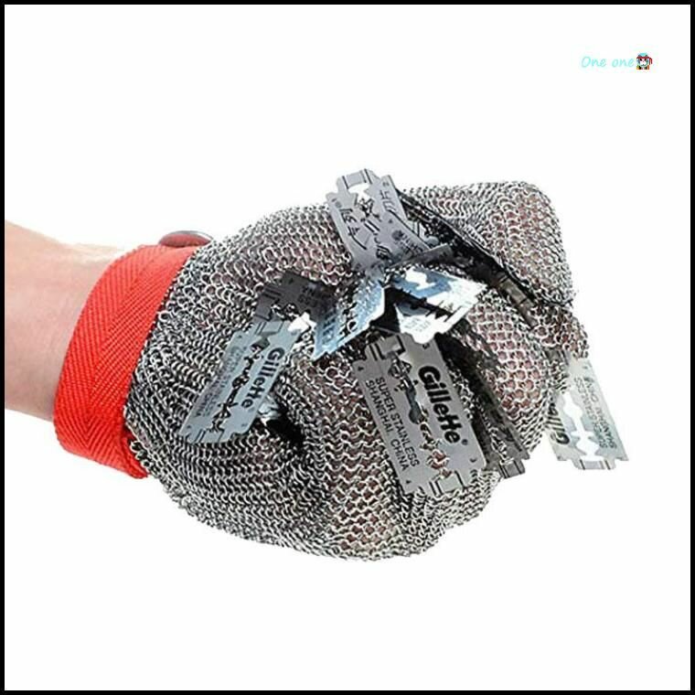 Кольчужная перчатка без отворота. Красные манжеты для перчаток.