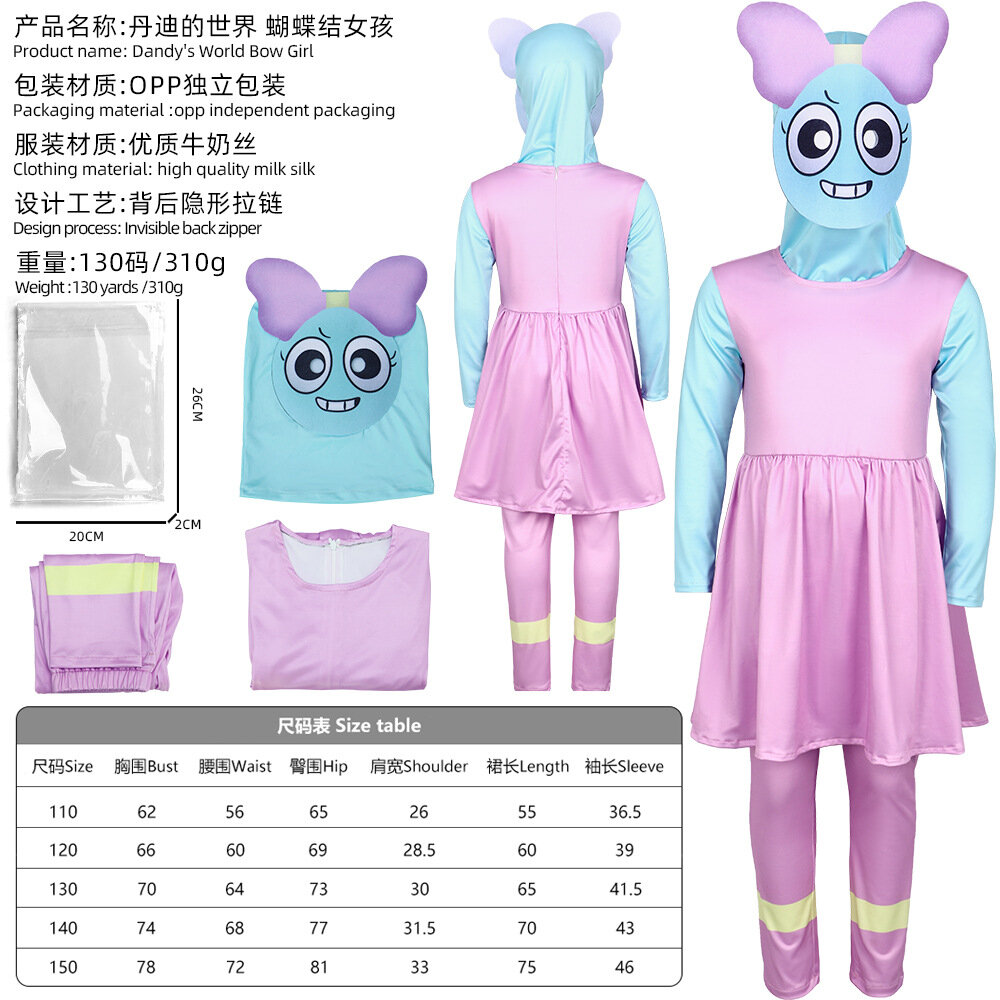 Костюм для косплея Amazon Dandy's World, размер 140, розовый бант с большими глазами
