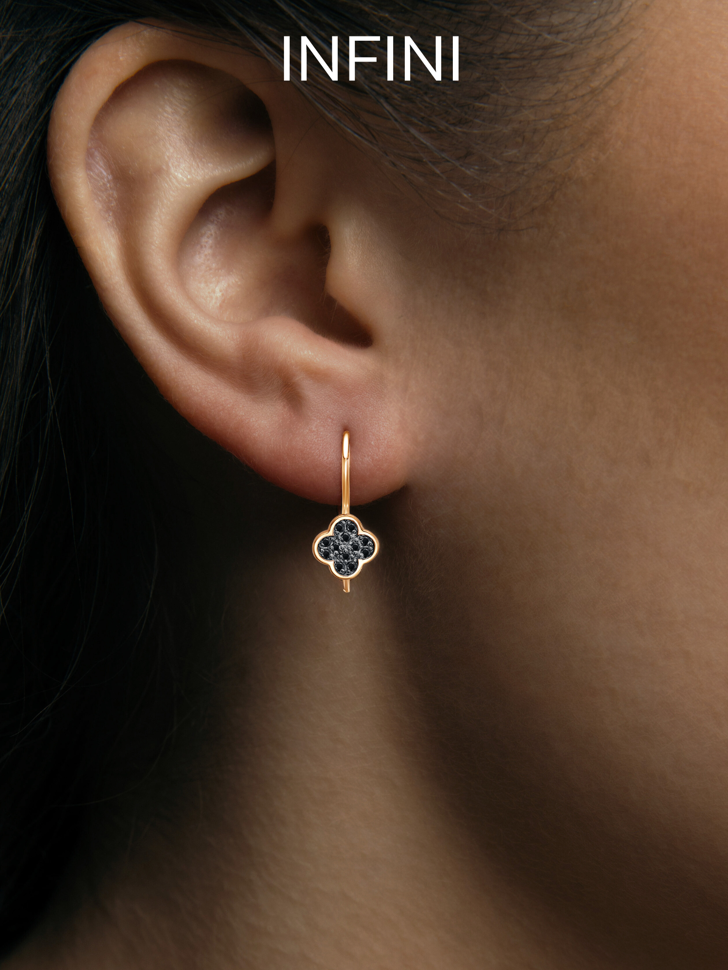 Серьги, красное золото, 585 проба, родирование, фианит