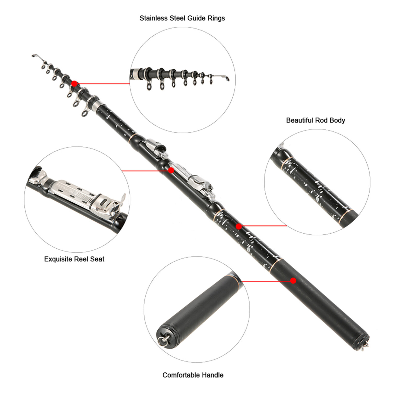 Телескопическое удилище 1,8/2,1/2,4/2,7/3,0/3,6 м, карбон, сверхлёгкое, для карповой ловли