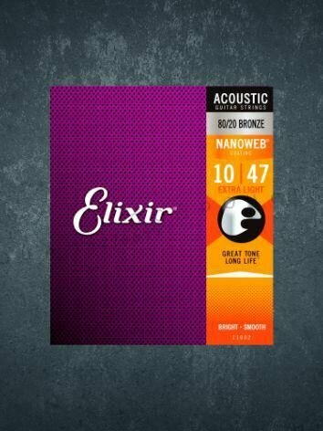 Струны для акустической гитары Elixir 11002 Nanoweb Extra Light Bronze, 10-47